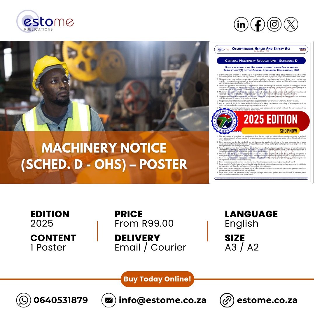 🛠️ 2025 OHS Schedule D for Machinery Poster! 🛠️ - Sellandbuy – South ...